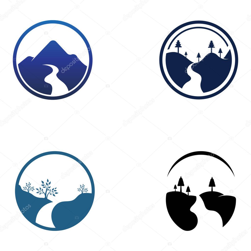 Logos de ríos, arroyos, riberas y arroyos. Logotipo del río con ...