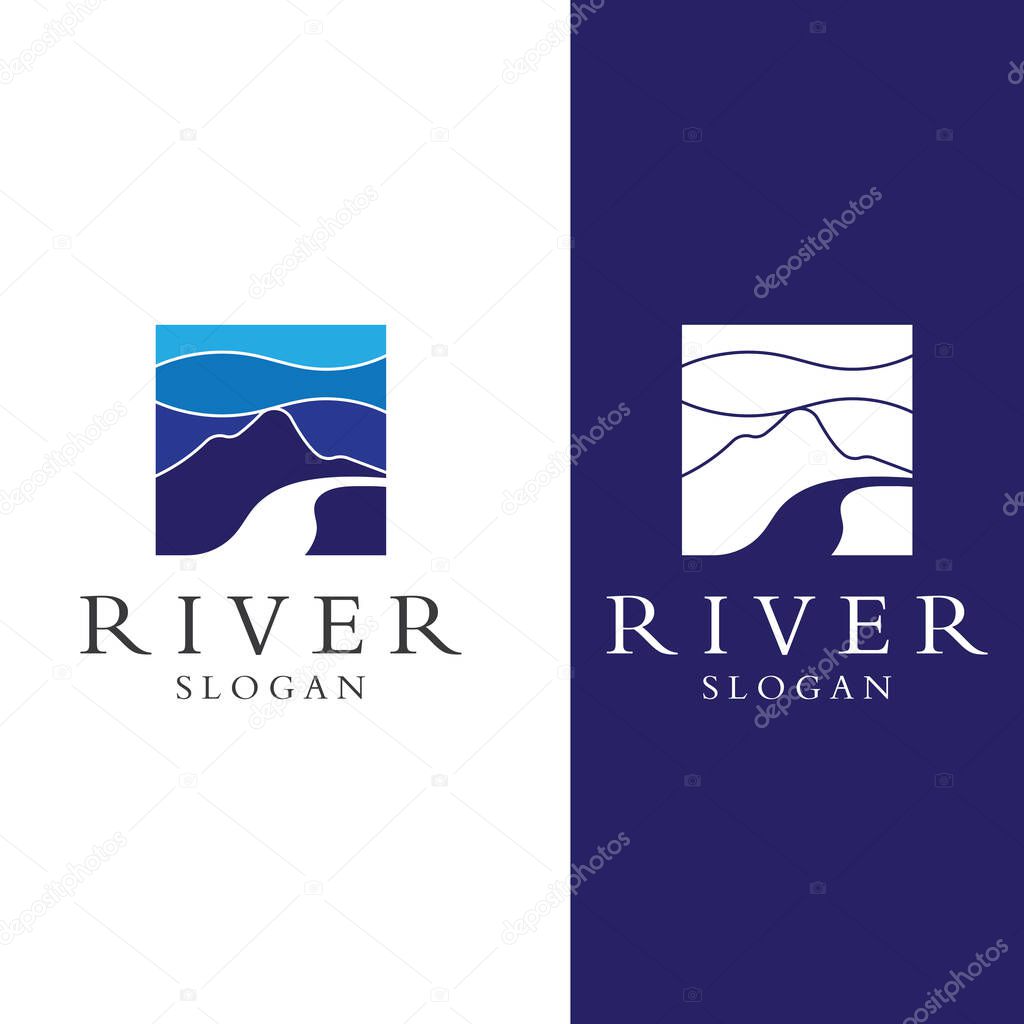 Logos de ríos, arroyos, riberas y arroyos. Logotipo del río con ...