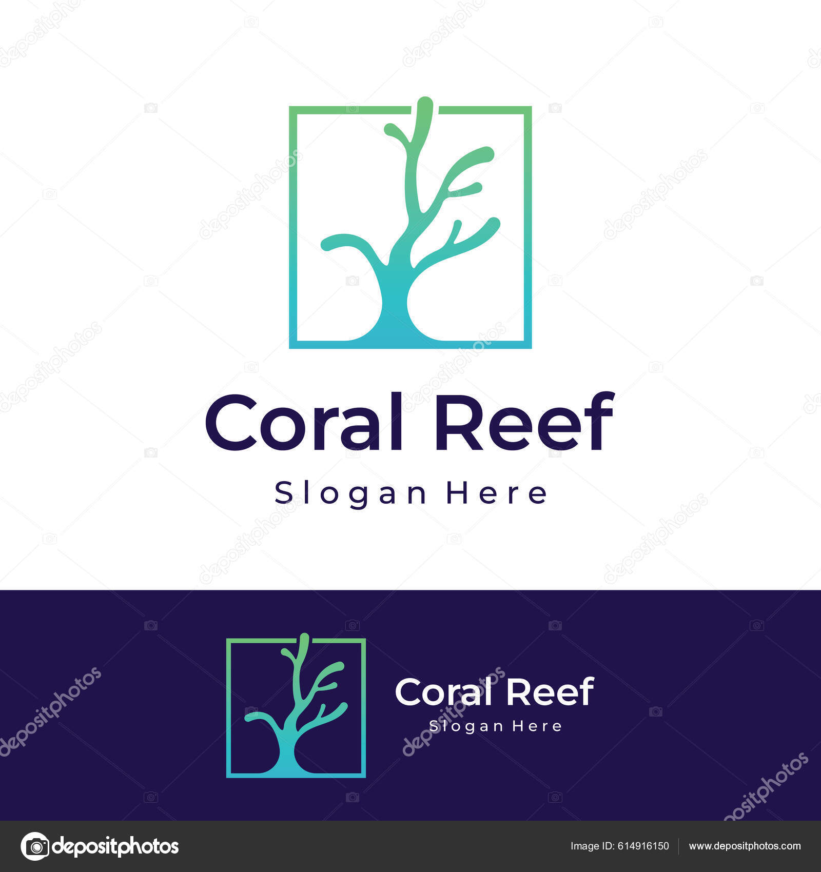 Beautiful Colorful Underwater Natural Coral Reef Logo Design Coral Reef ...