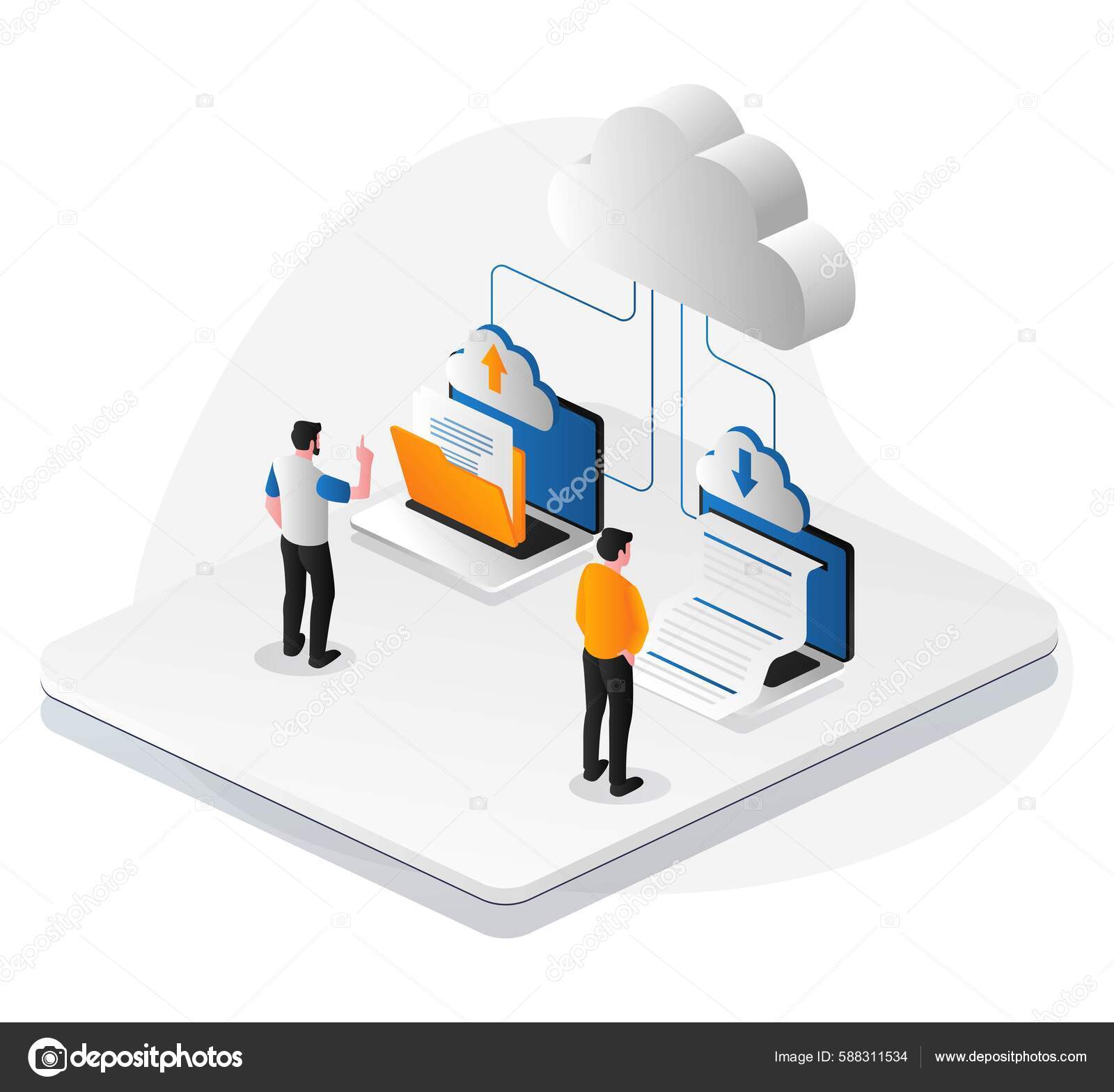 Team Waiting Data Upload Download Process Cloud Server Stock ...