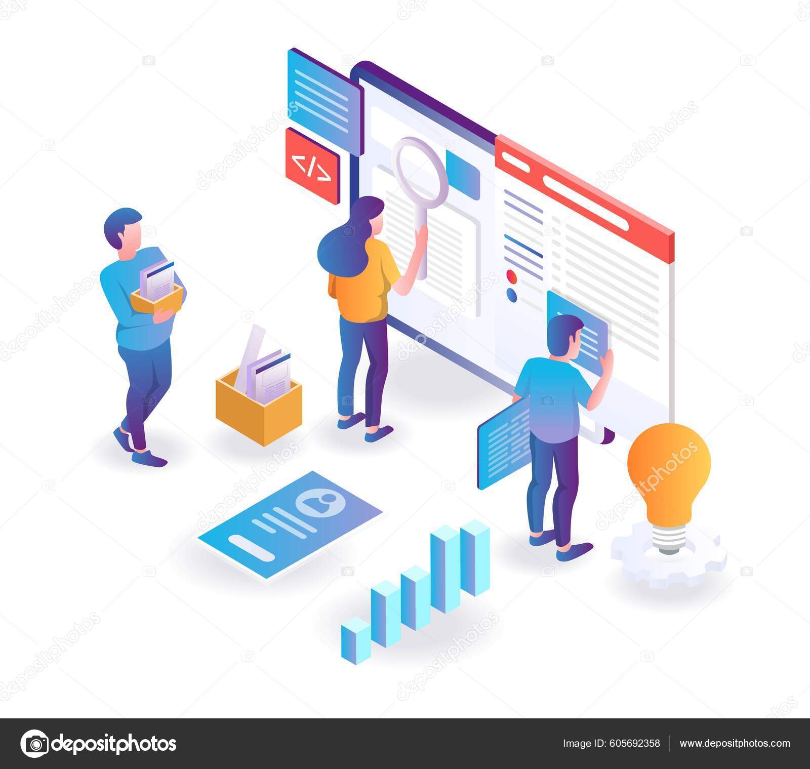 Blog Web App Smartphone Developer Seo Optimization Stock Vector by ...