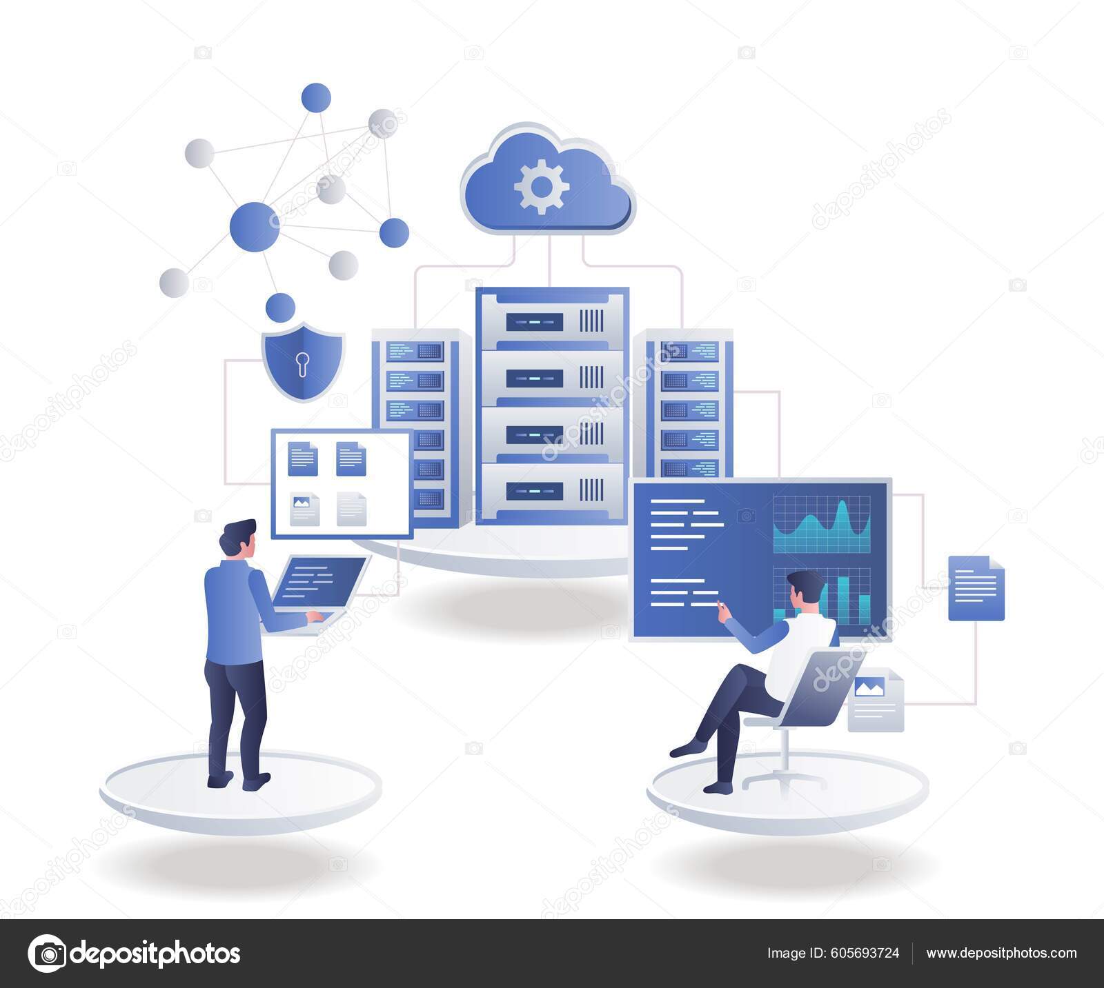 Analyst Data Cloud Server Isometric Illustration Stock Vector by ©santanaradis77@gmail.com 605693724