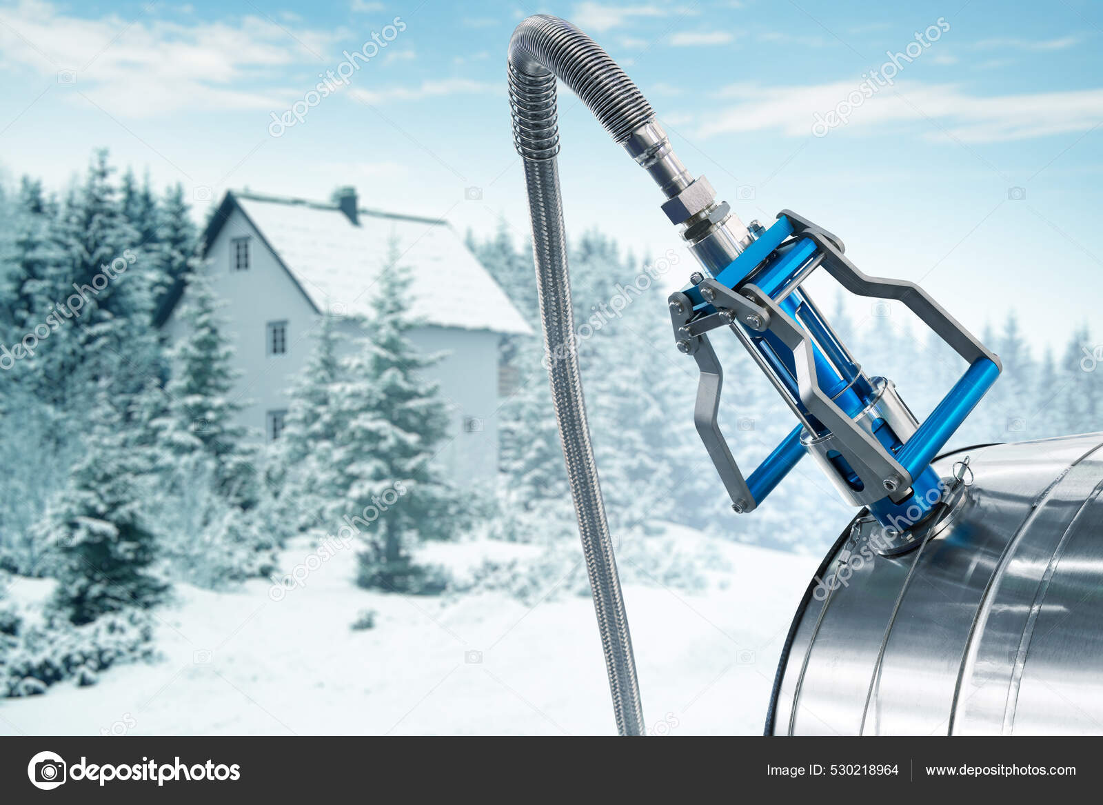 Cng Nozzle Gas Tank Background Winter House Gas Heating Concept Stock ...