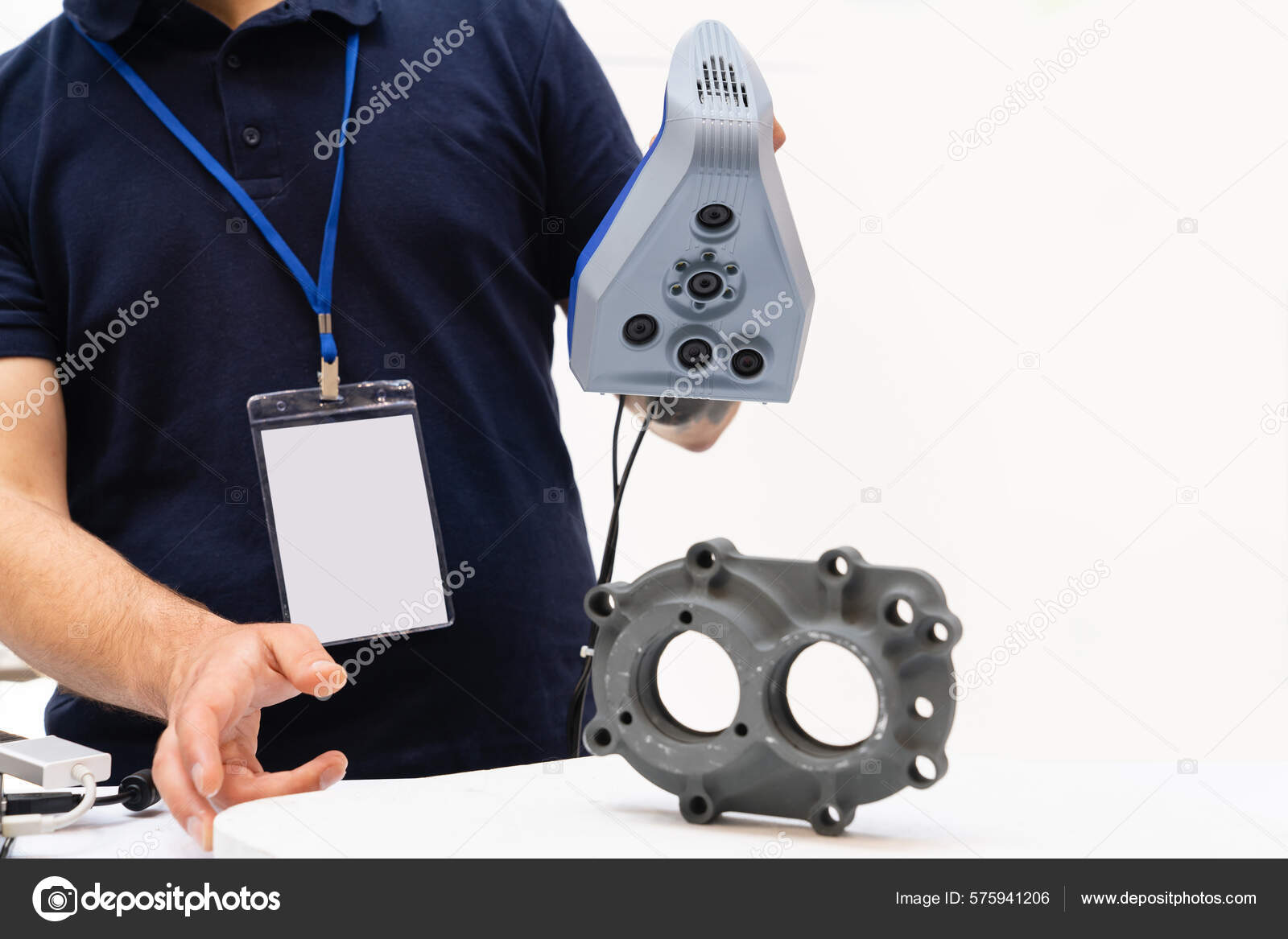 Engineer Scans Detail Scanner Reverse Engineering — Stock Photo ...