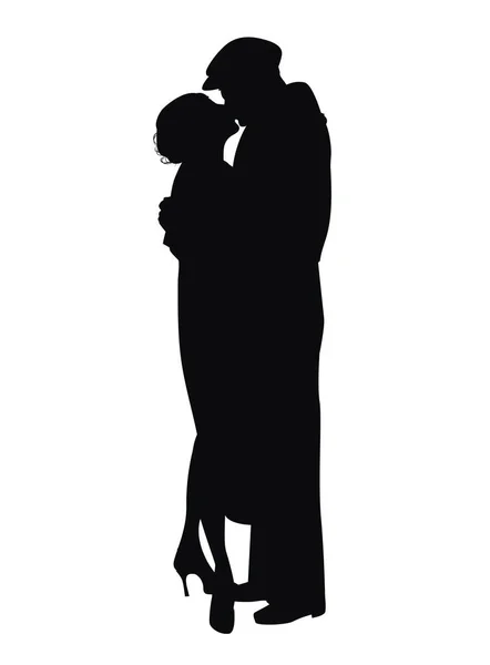 Walking Couple Silhouettes Wearing Retro Style Clothes Isolated White ...