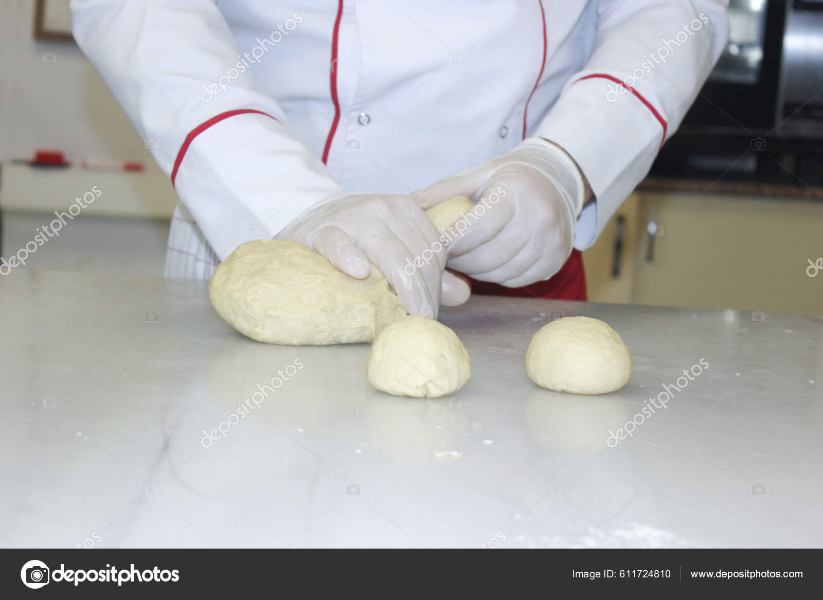Baker Making Pastries Using Flour — Stock Photo © neslihanefe #611724810