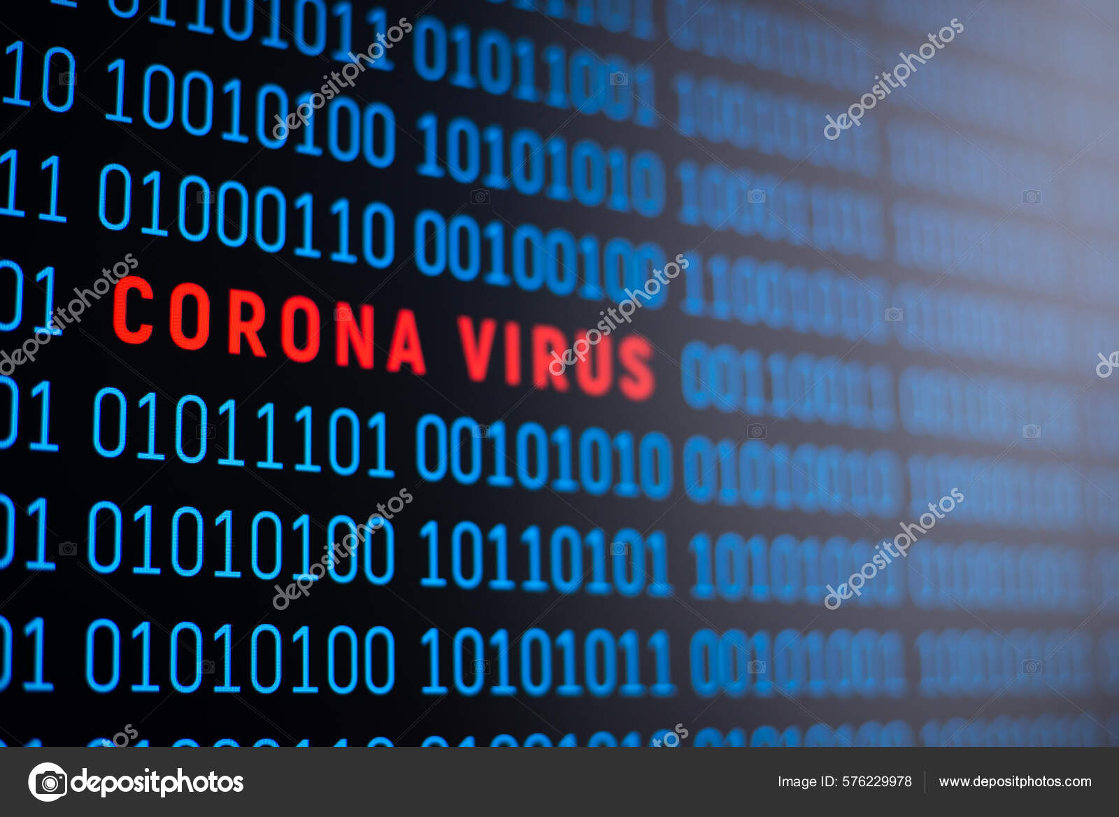 Binary Code Computer Screen Inscription Coronavirus Middle Code Symbol ...
