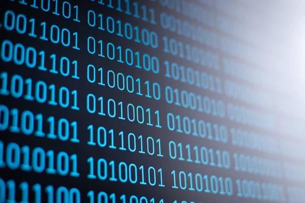 Blue ones and zeros on computer screen. Concept of data, information ...