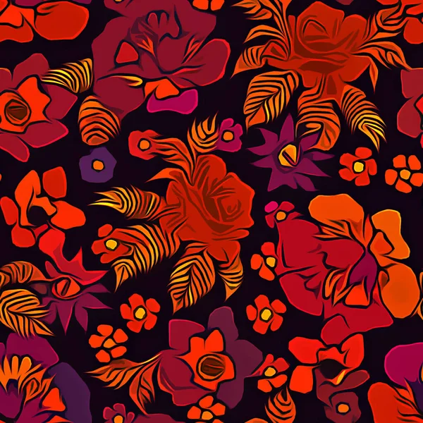 Red Flower Wallpaper Pattern