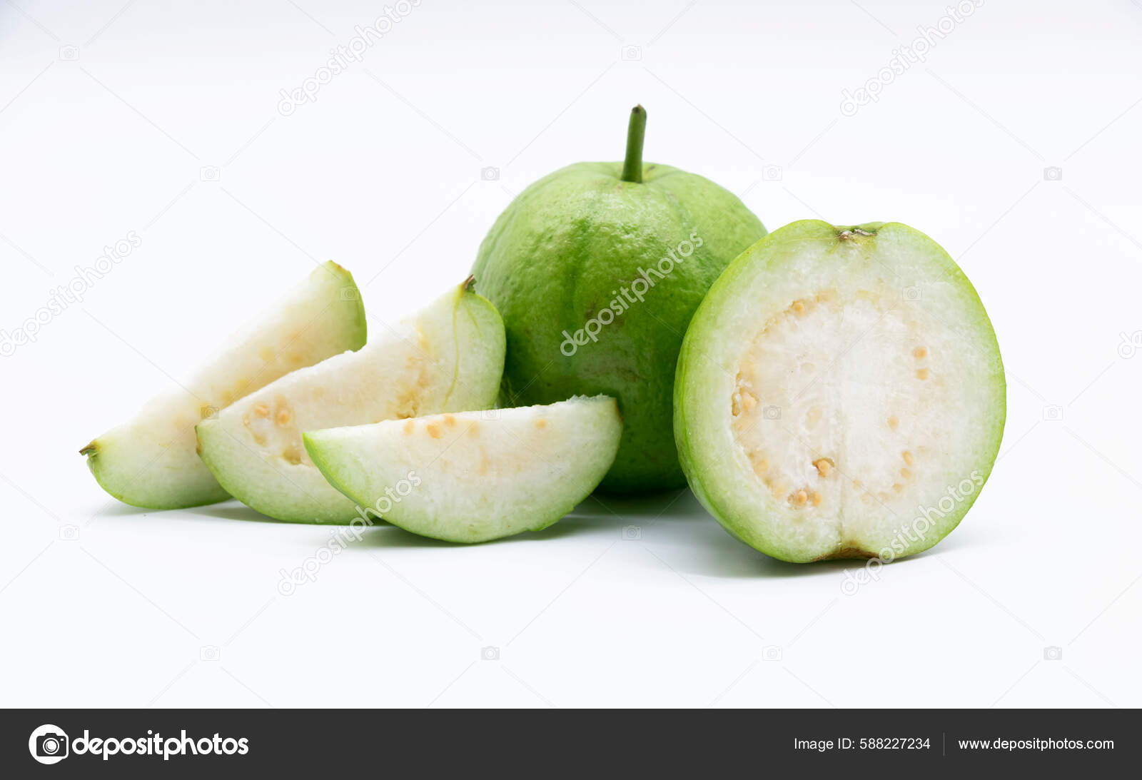 Whole Slices Guava Isolated White Background Stock Photo by ...