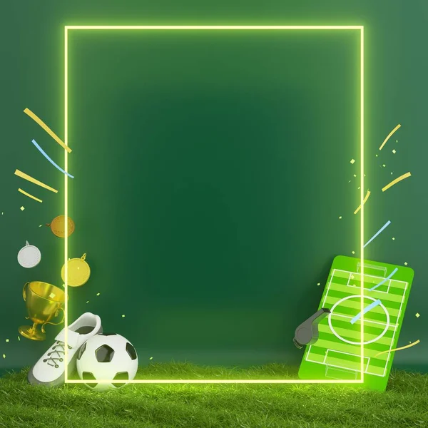 football ball object in the abstract background. light neon shape ...