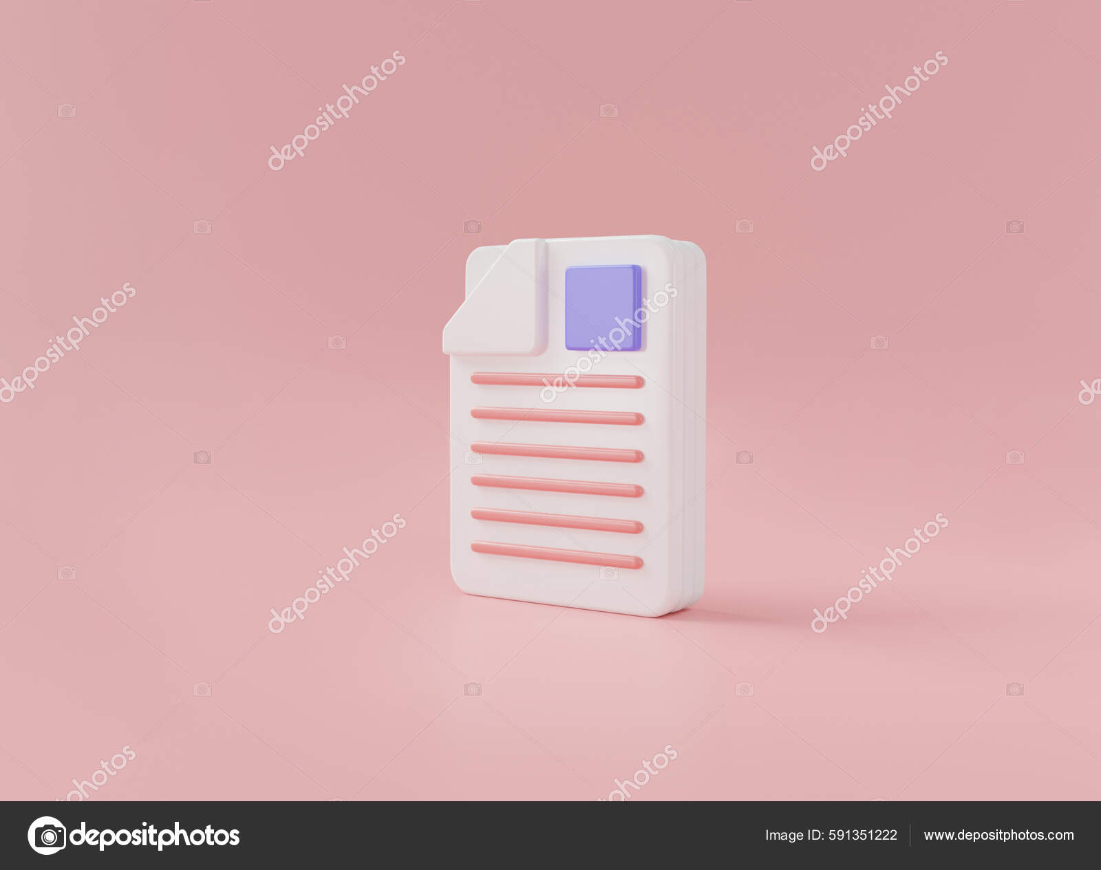Documents Icon Stack Paper Sheets Isolated Pastel Pink Background ...