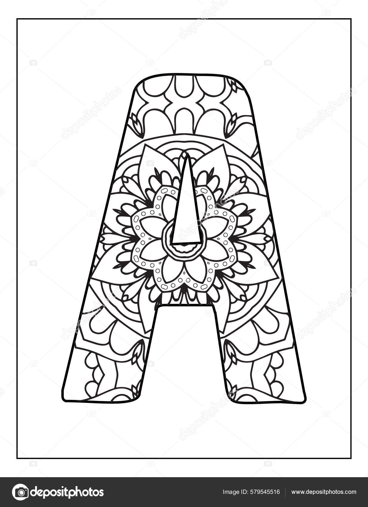 Alfabeto Blanco Negro Esquema Dibujado Mano Página Para Colorear Abc ...