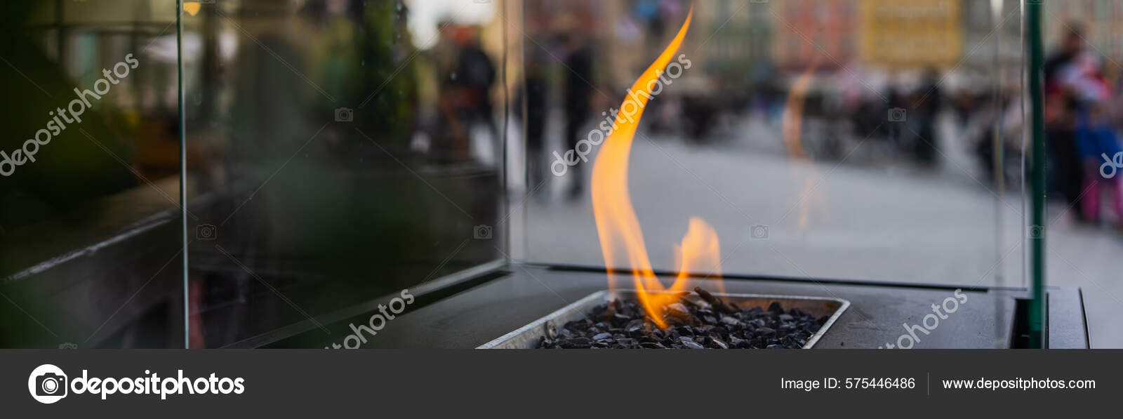 Close View Fire Transparent Box Street Wroclaw Banner — Stock Photo ...