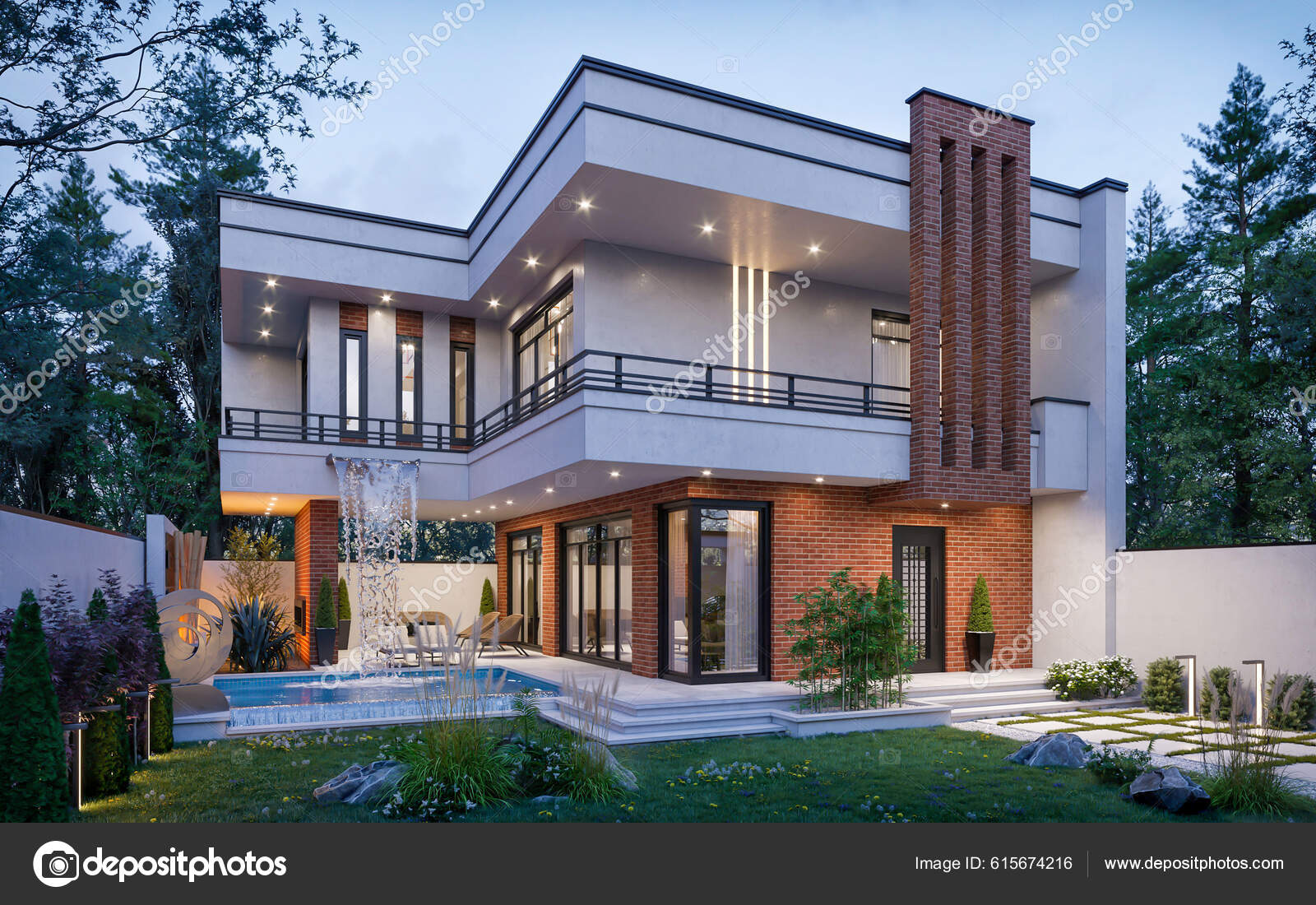 Renderizar Arquitectura Edificio Villa Moderna Diseño Exterior — Foto ...