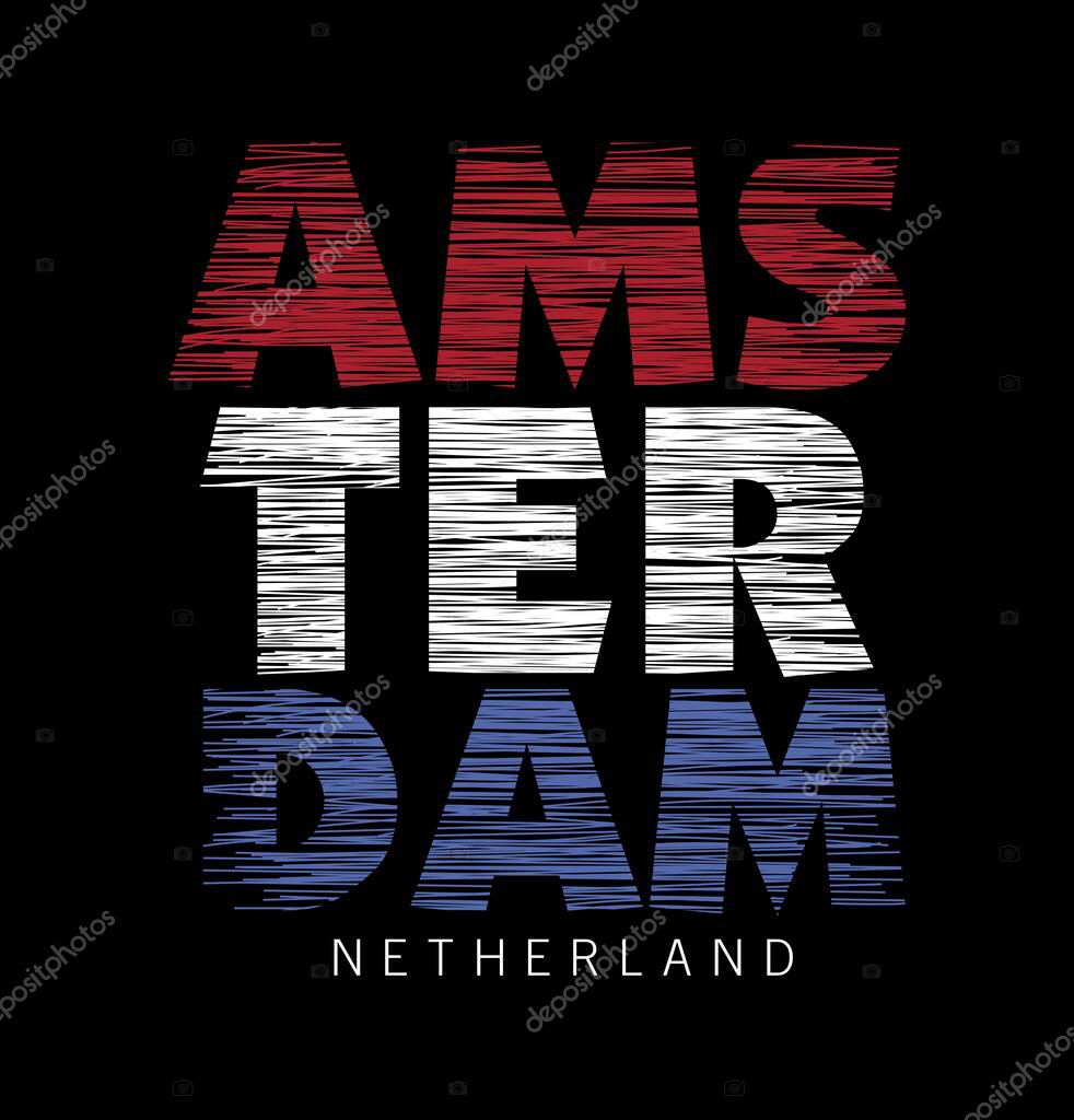 Tipograf a de dise o AMSTERDAM, ilustraci n de texto de dise o vectorial, signo, gr ficos de ...