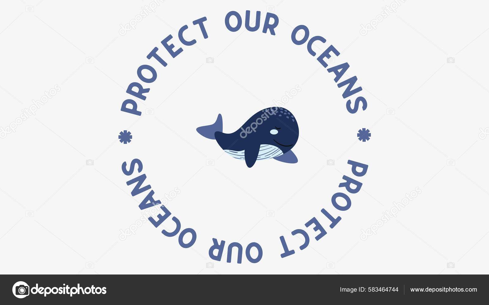 Playful Protect Our Oceans Whale Illustration Desktop Wallpaper — Stock ...