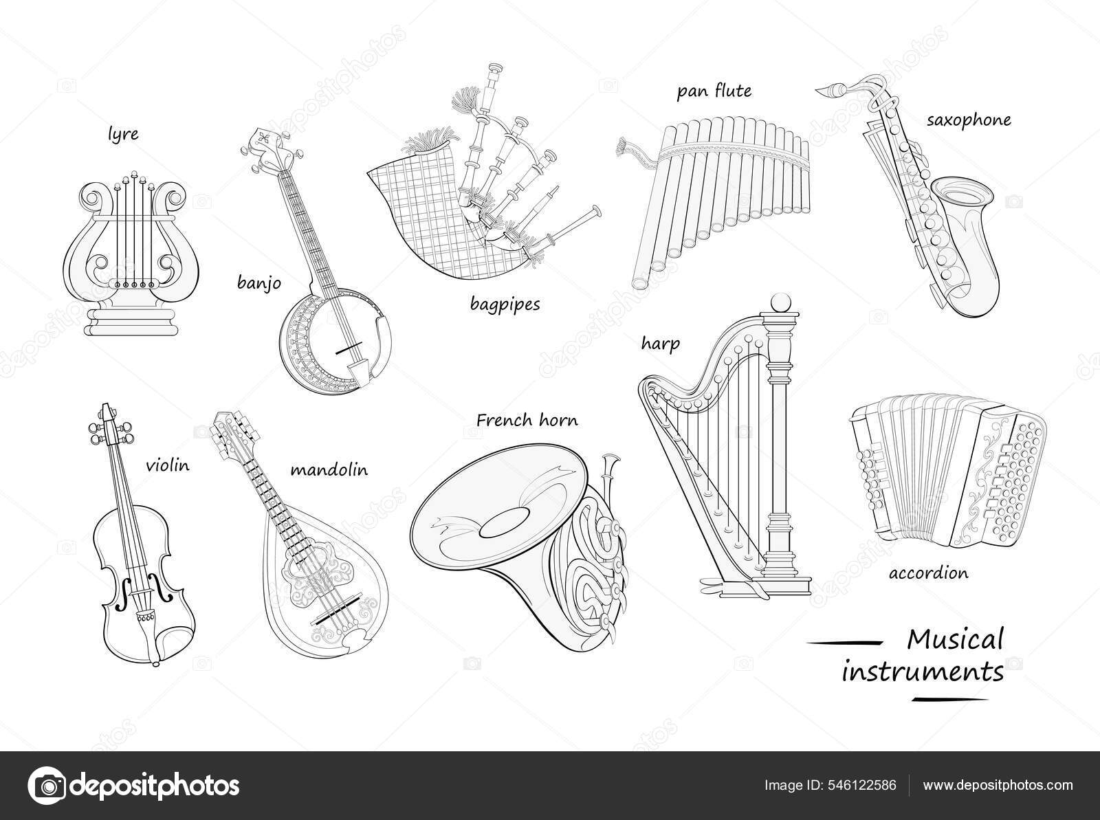 Páginas Para Colorear De Familias De Instrumentos