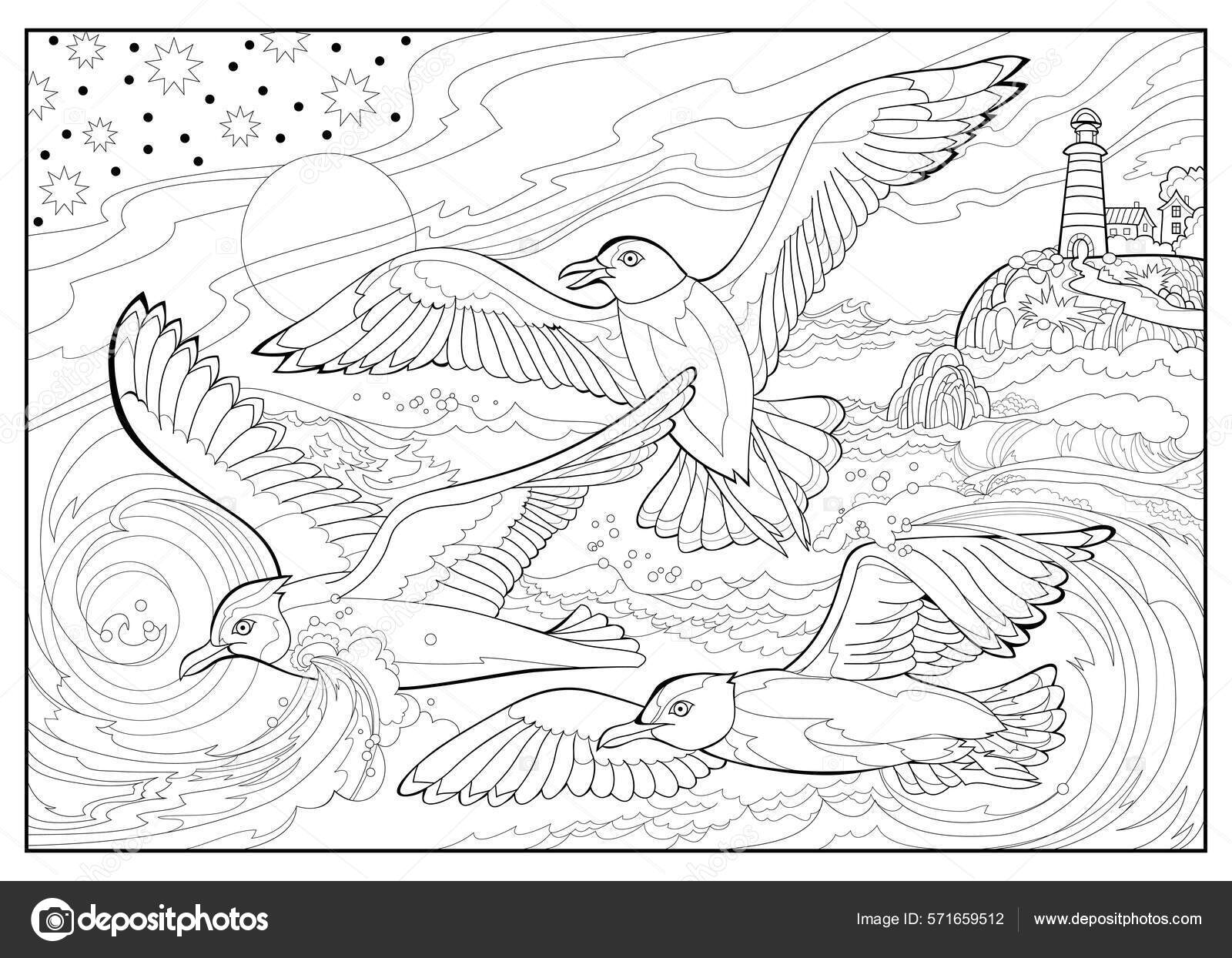 Coloring Seascape Pages Sketch Coloring Page