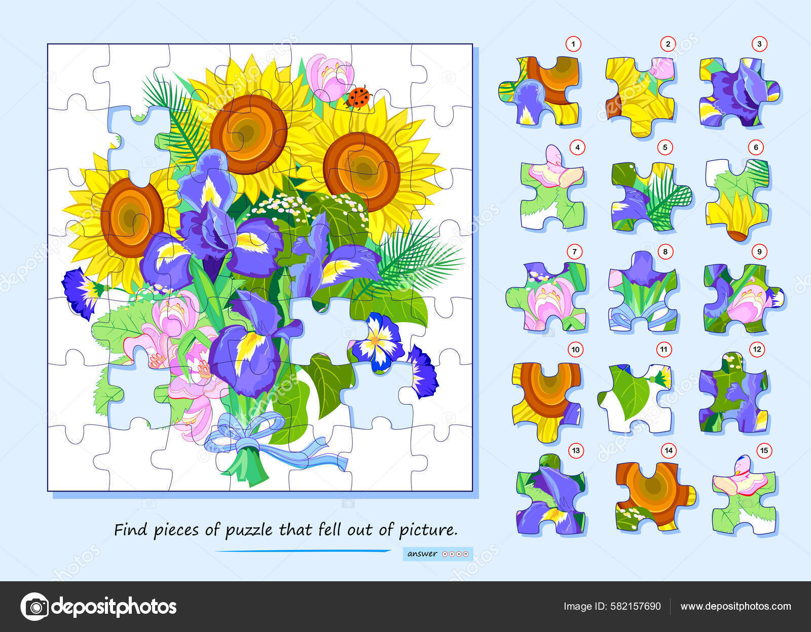 Logic Game Children Adults Find Pieces Puzzle Fell Out Picture Stock ...