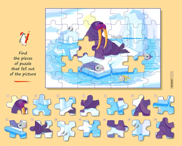Logic Game Children Adults Find Pieces Puzzle Fell Out Picture Stock ...