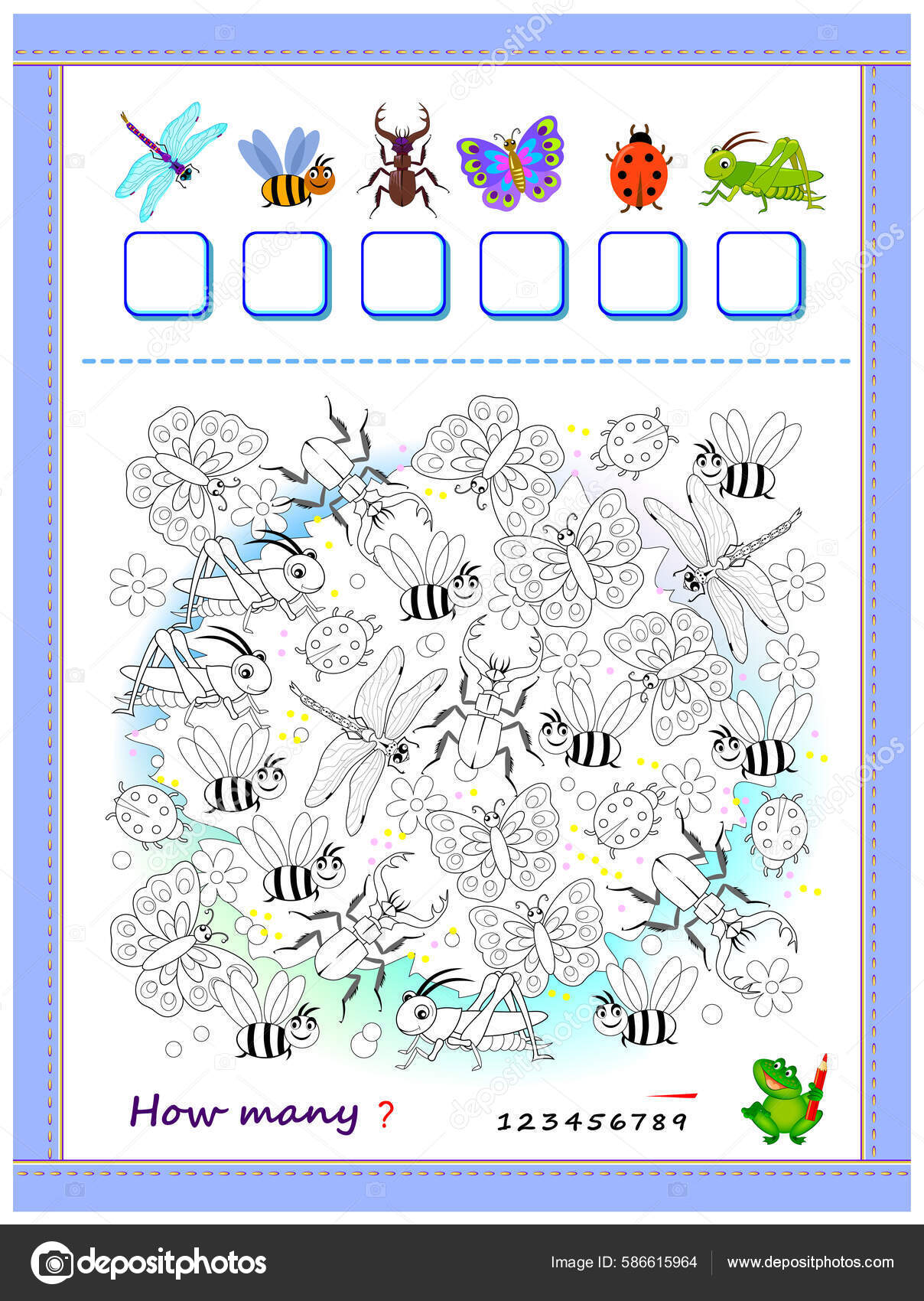 Math Education Children How Many Insects Can You Find Paint Stock ...