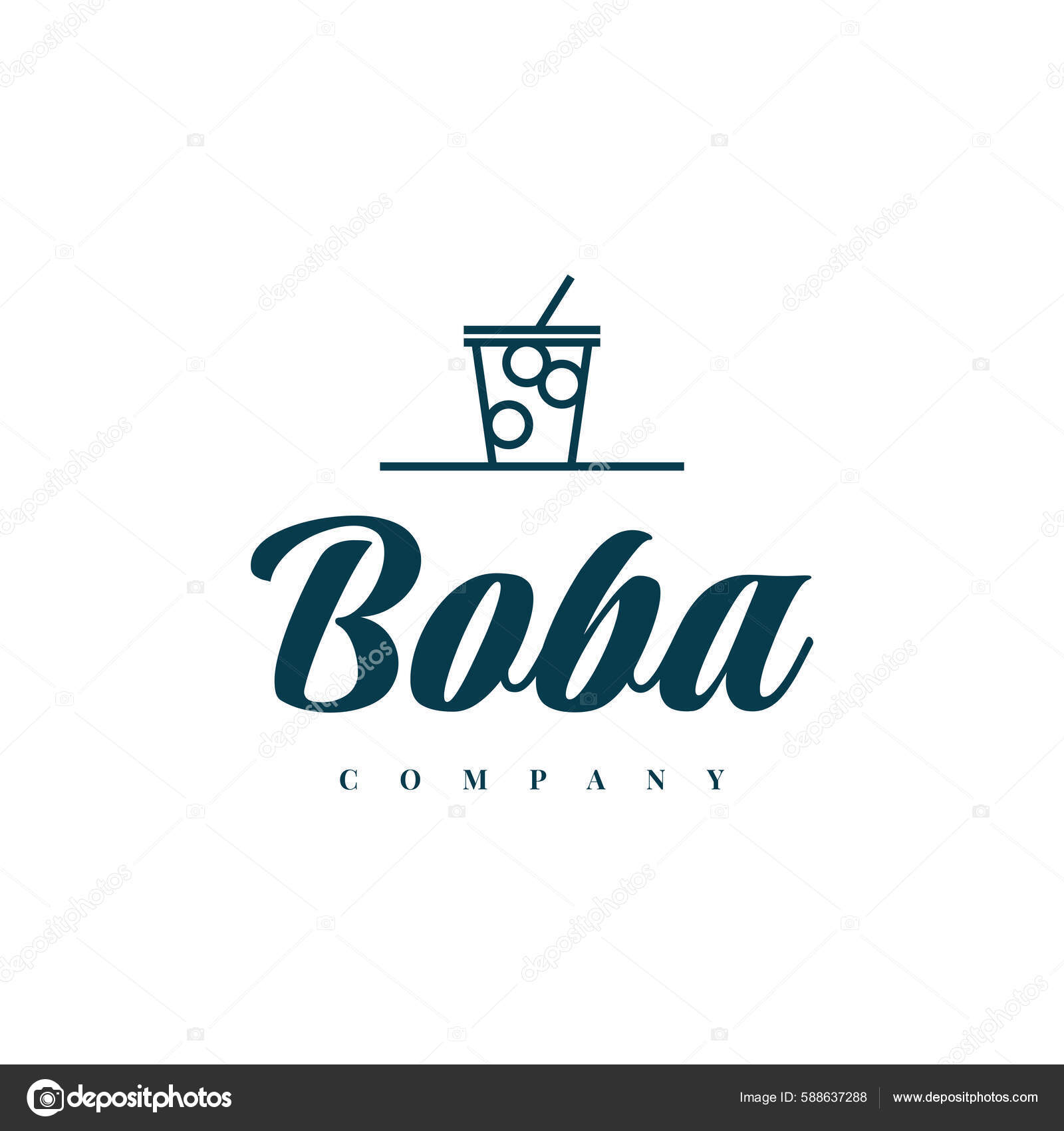 Boba Drink Logo Cup Illustration Template Design Stock Vector by ...