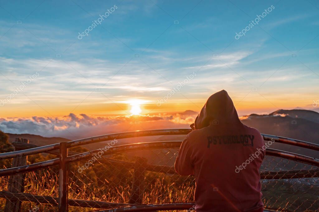 The peak of Sikunir, Dieng is a spot to watch the stunning Golden ...