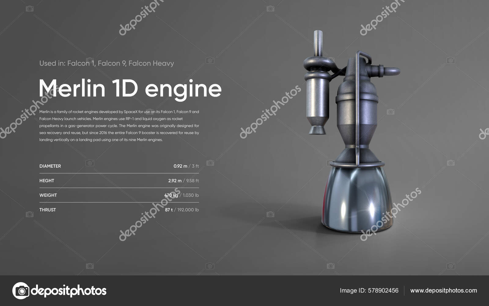 Merlin Rocket Engine Illustration Poster — Stock Photo © madfanish@mail ...