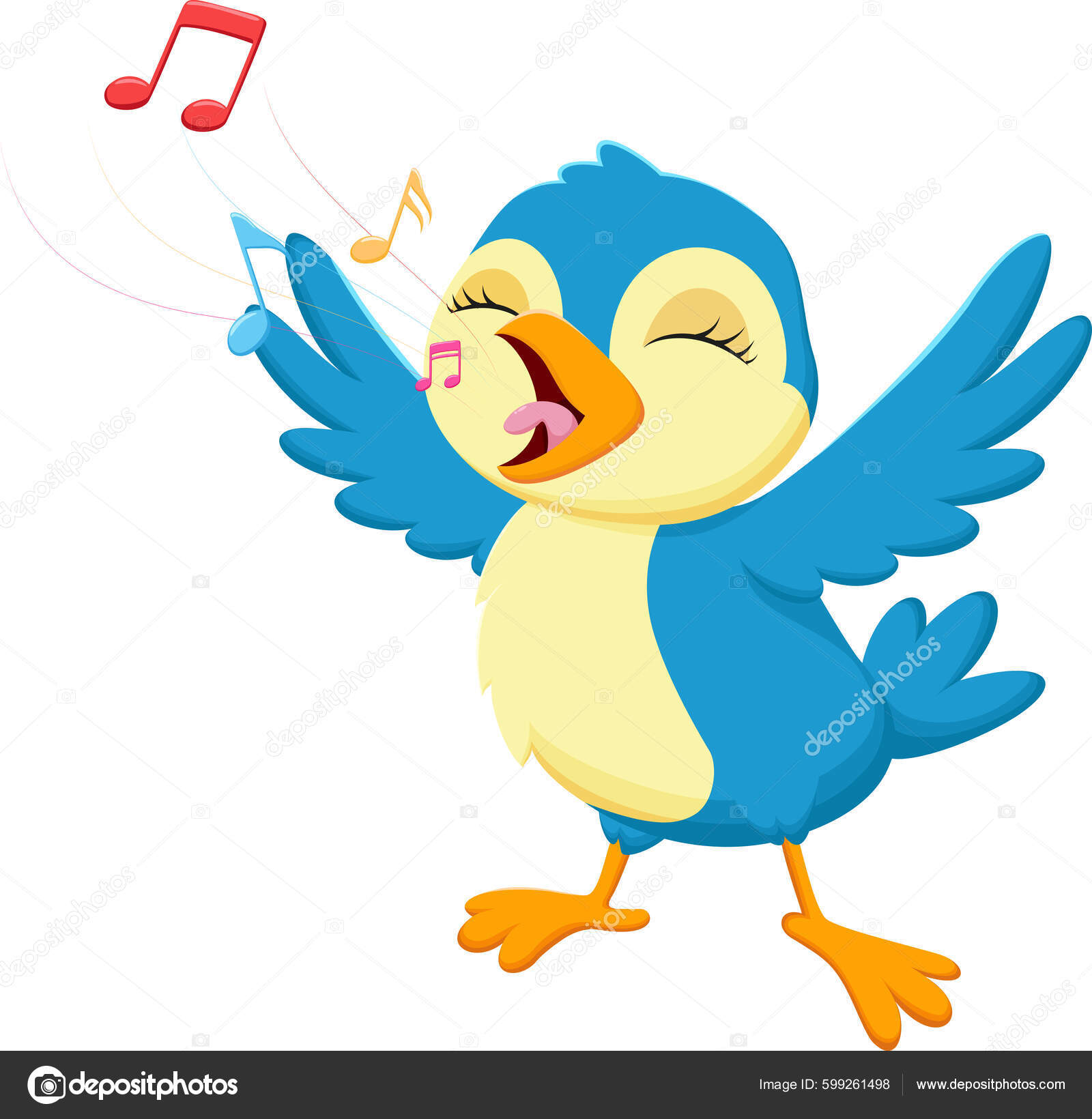 Tekening Van Zingende Vogels Vogels In De Lente Het Zingen Vector