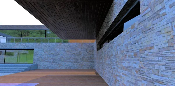 Wall cladding design with old yellow slate. Looks respectable, lasts a ...