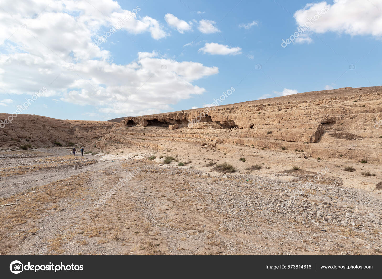 Dry River Bed Passing Stone Desert Khatsatson Stream Israeli Side ...