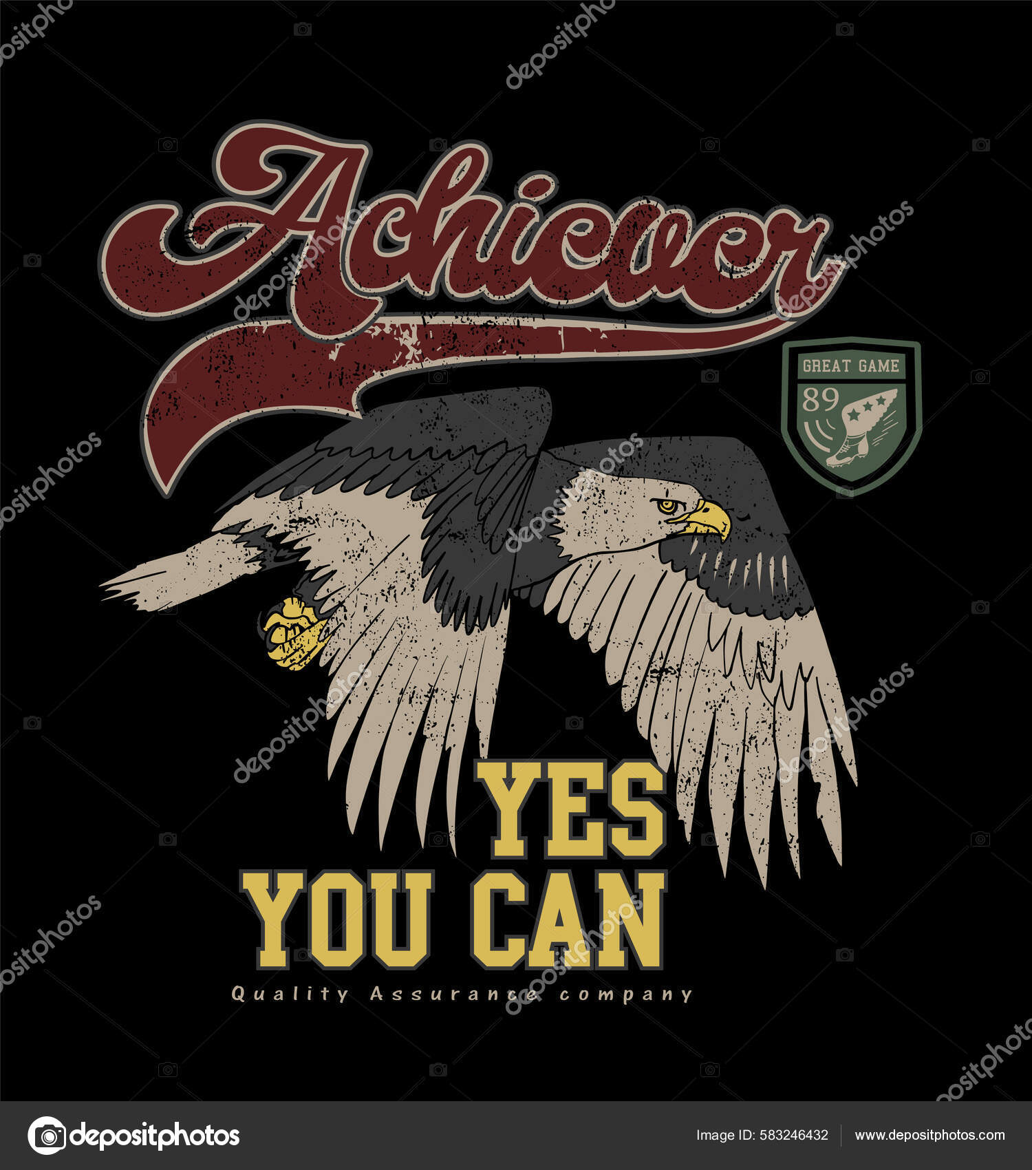 Achiever Yes You Can Collage Sport Graphic Design Eagle Vector de stock ...