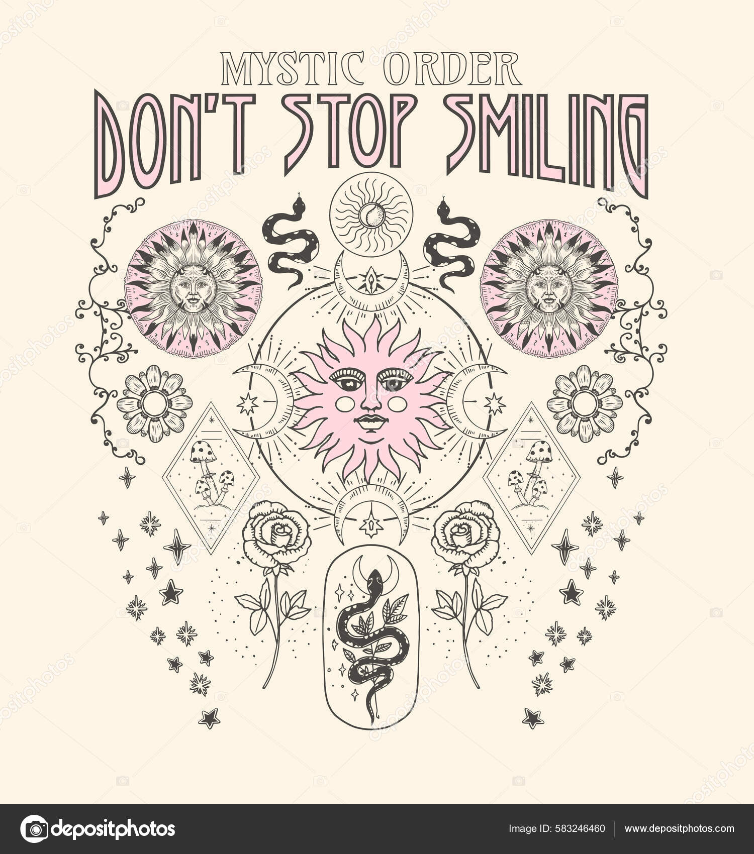 Graphic Print Design Positive Slogan Mystical Elements Design Suitable ...