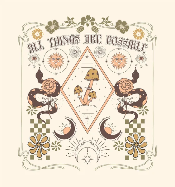 Graphic Print Design Positive Slogan Mystical Elements Design Suitable ...