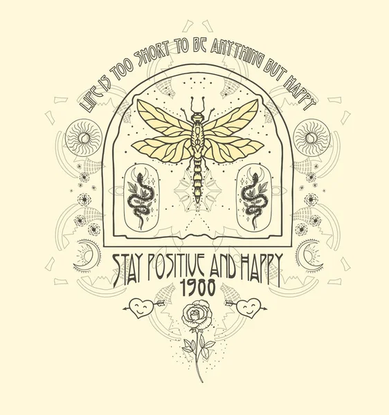 Graphic Print Design Positive Slogan Mystical Elements Design Suitable ...