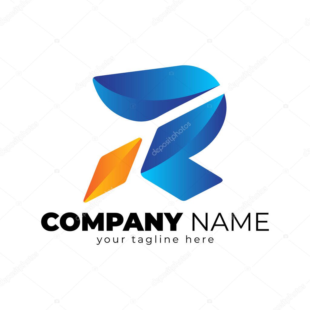 Elementos de plantilla de diseño de icono de logotipo de letra R ...