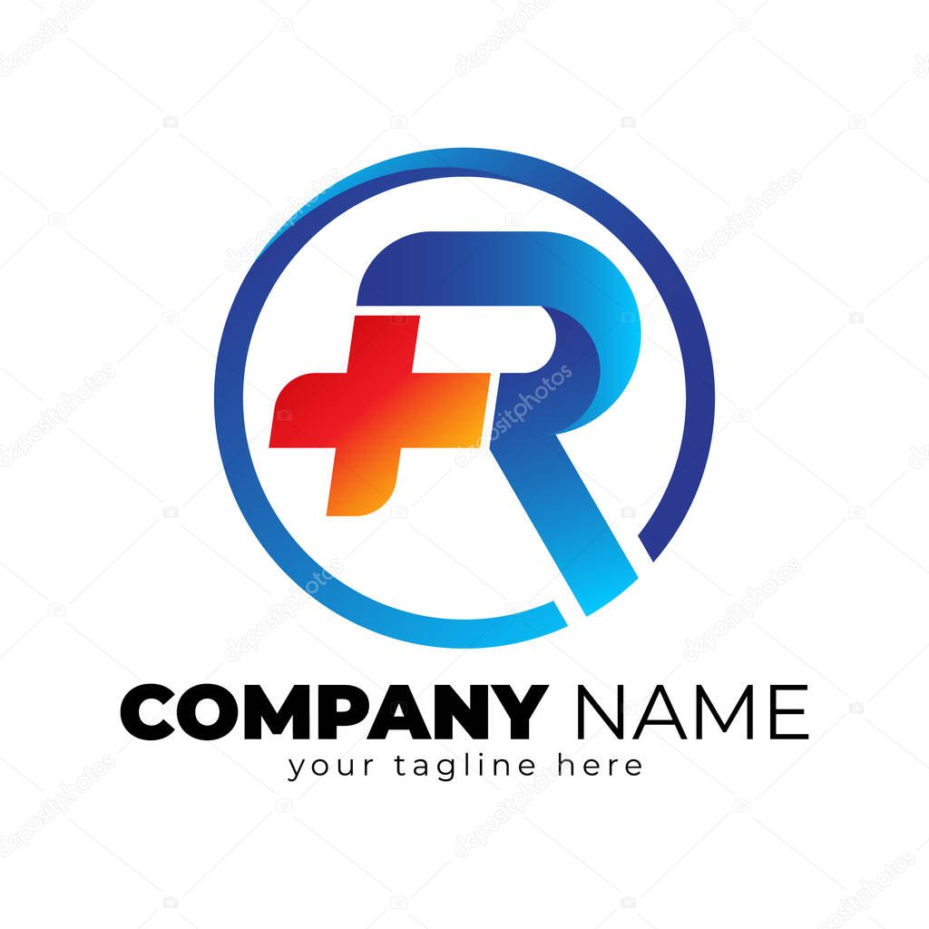 Letra R Logotipo médico Vector Icono, letra R cruz logotipo médico ...