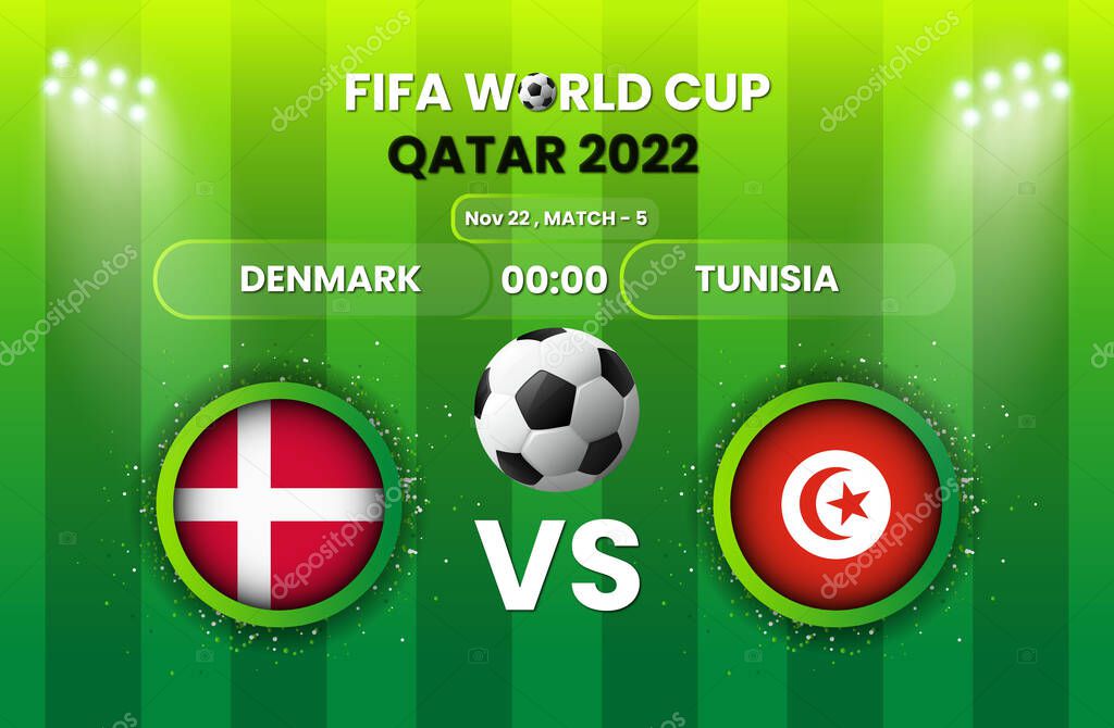 Denmark vs Tunisia Football or Soccer Match. FIFA World Cup 2022. Football Tournament, Football ...