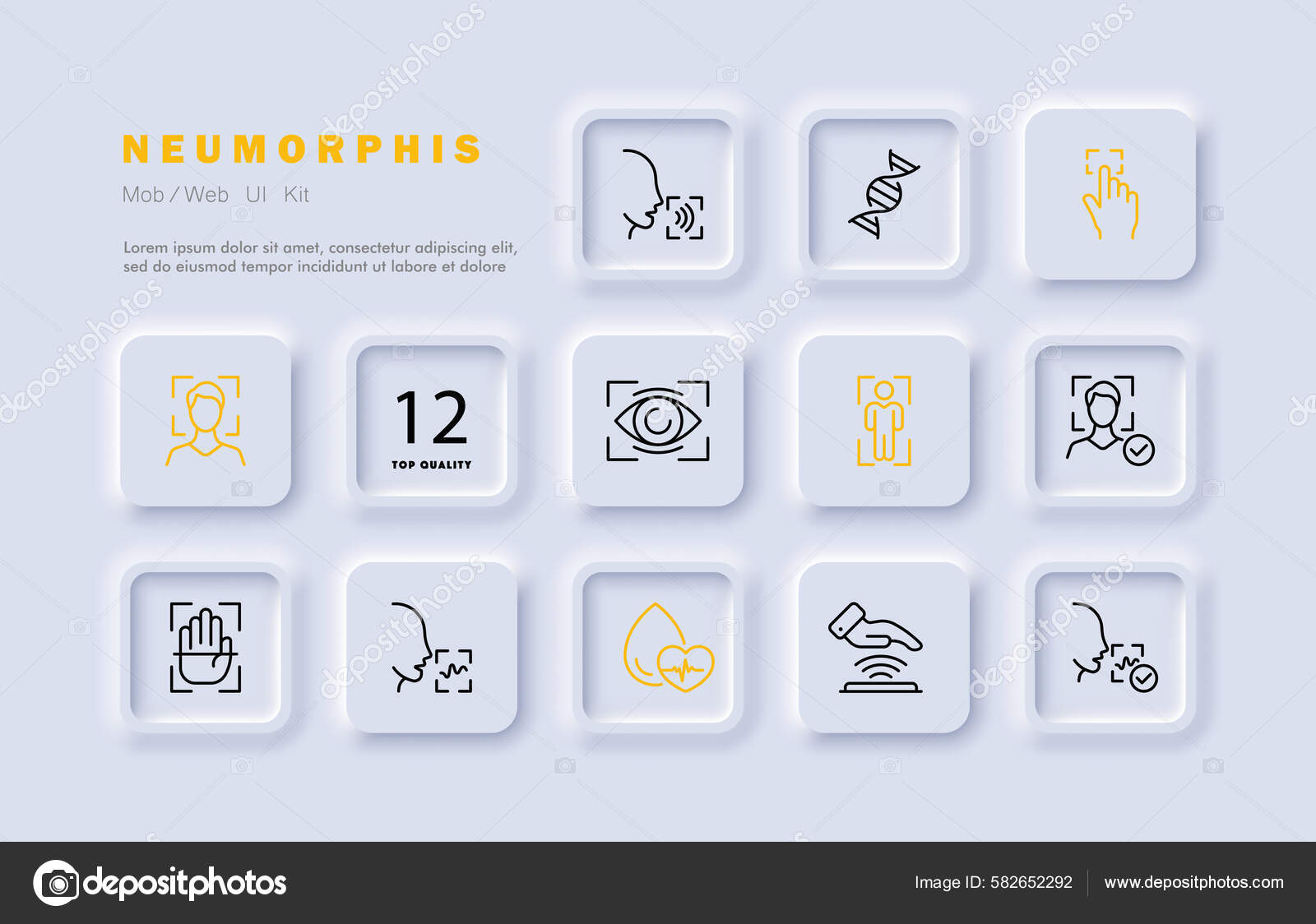 标识设置图标 Dna Rna 人脸识别 两个因素验证 生物测定 人脸识别 认证的概念 同形风格 业务的向量线图标图库矢量图作者：© ...