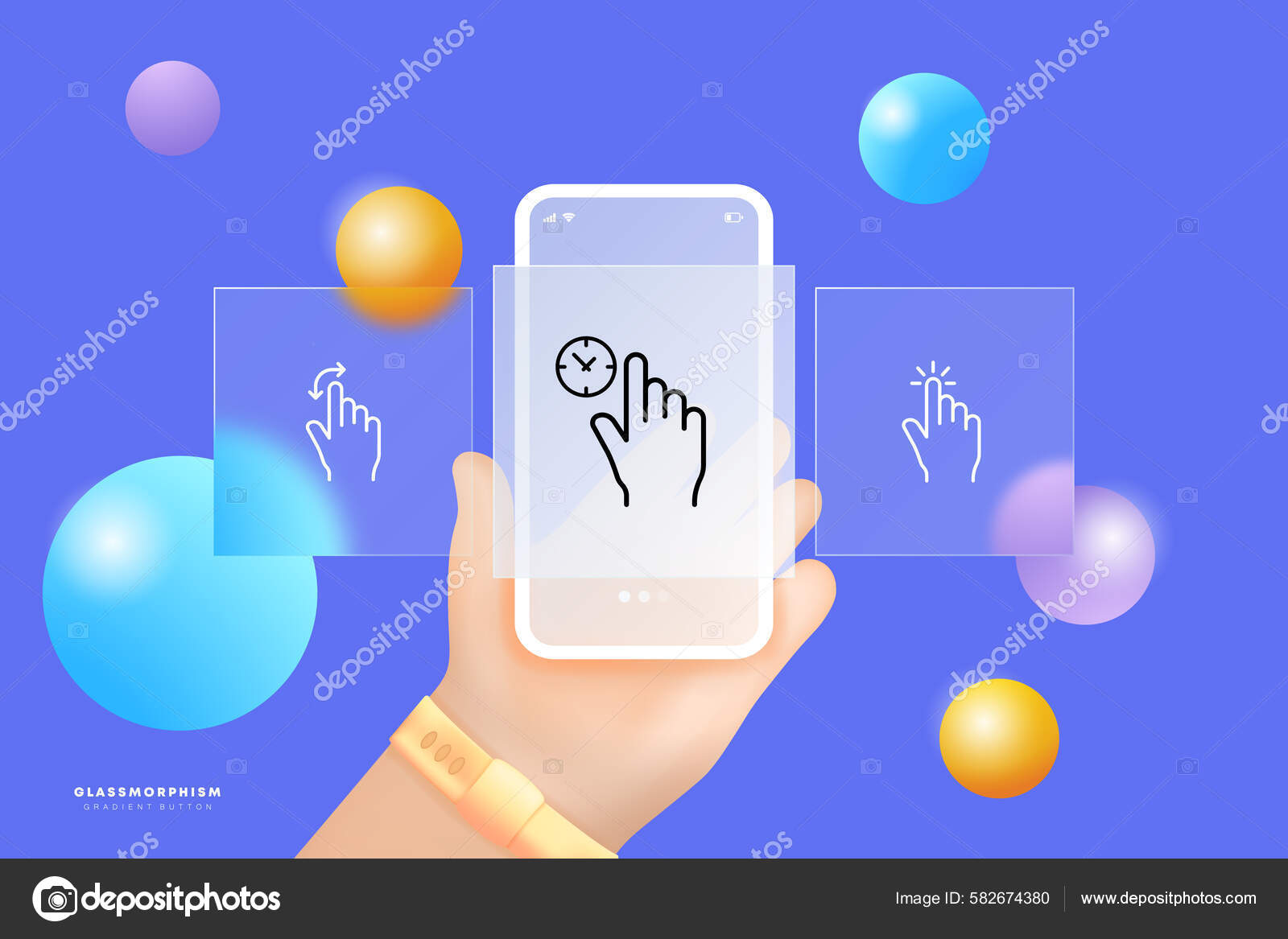Scrolling Set Icon Index Finger Brush Tapping Sliding Click Touch Stock ...