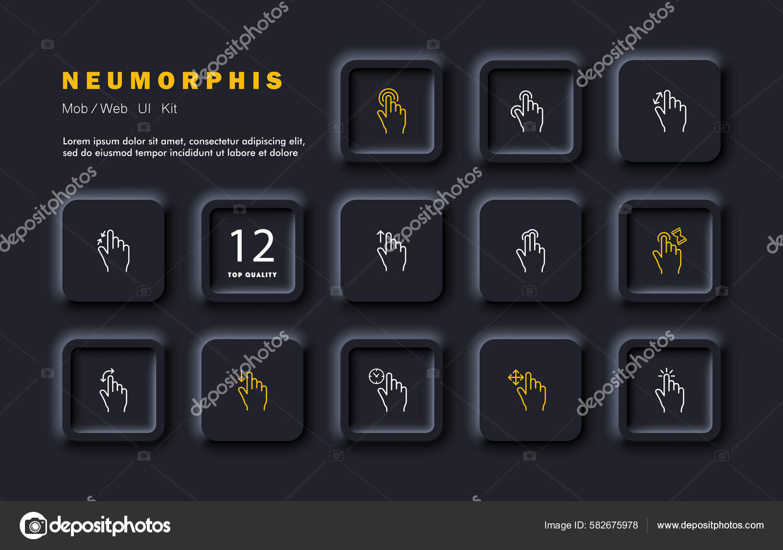 Tap Set Icon Click Index Finger Zoom Tapping Sliding Scrolling Stock ...