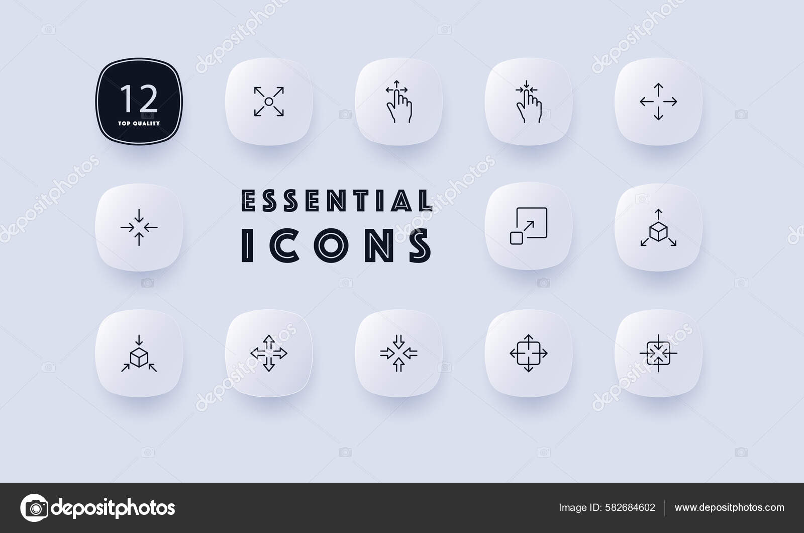 Click Set Icon Tap Index Finger Zoom Tapping Sliding Object Stock ...