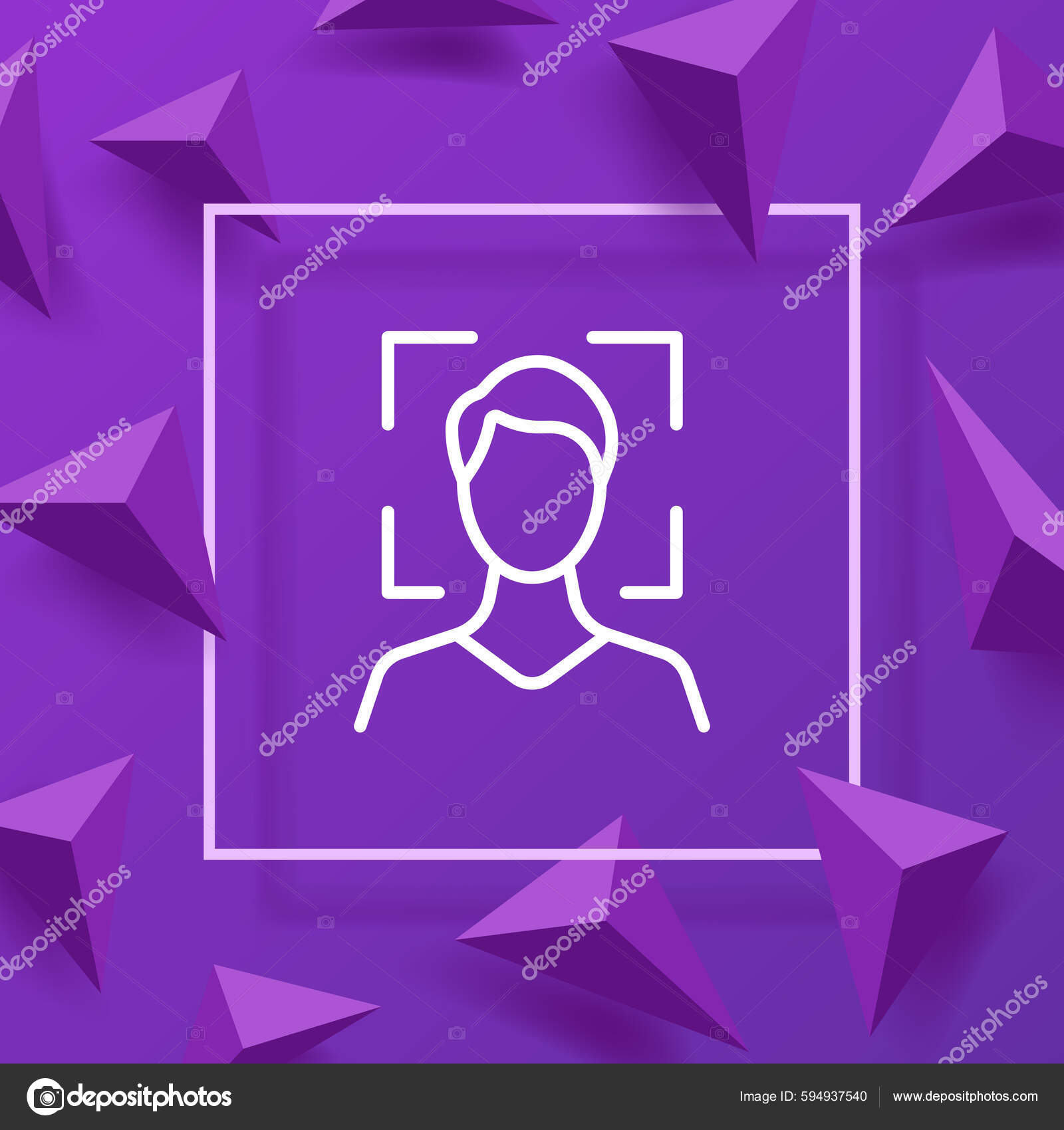 Face Line Icon Recognize Identity Verification Confirmation Safety ...