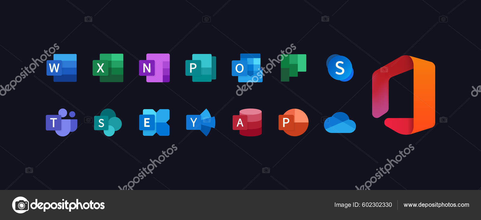 Microsoft Office 365 Word Excel Onenote Sway Powerpoint Yammer Outlook ...