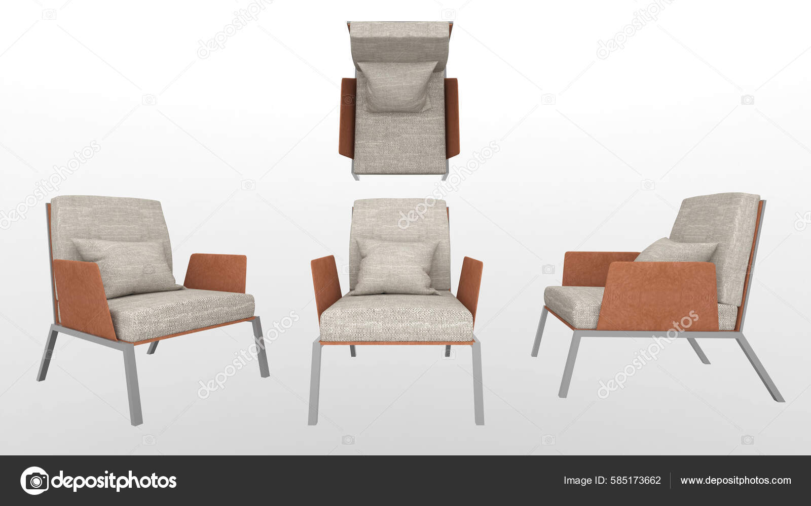 Arm Chair White Background Top View Side Rendering — Stock Photo ...