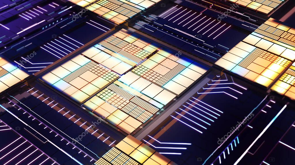 CPU wafer technology,Multiple central processing units,sci-fi future ...