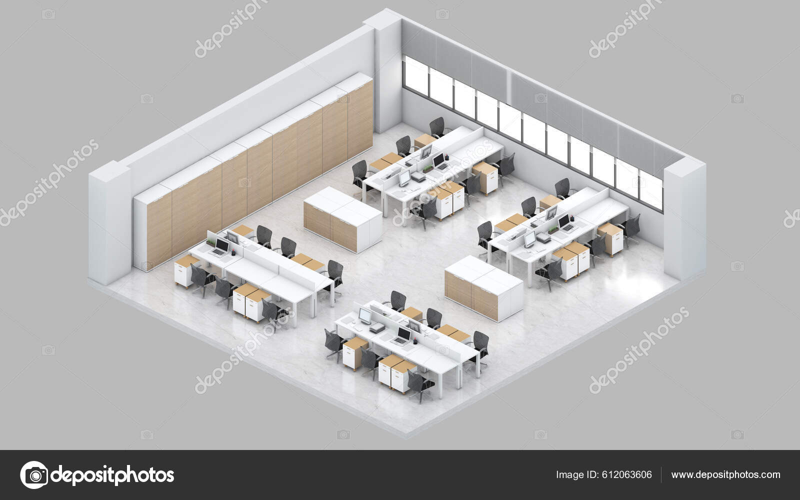 Isometric View Office Area Working Space Rendering — Stock Photo ...