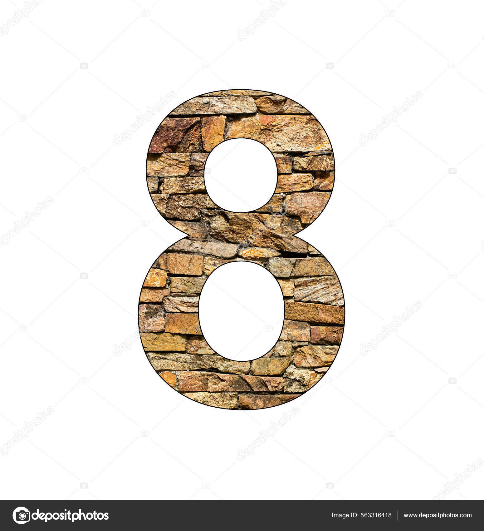 Number Eight Digit Rustic Stone Background — Stock Photo ...