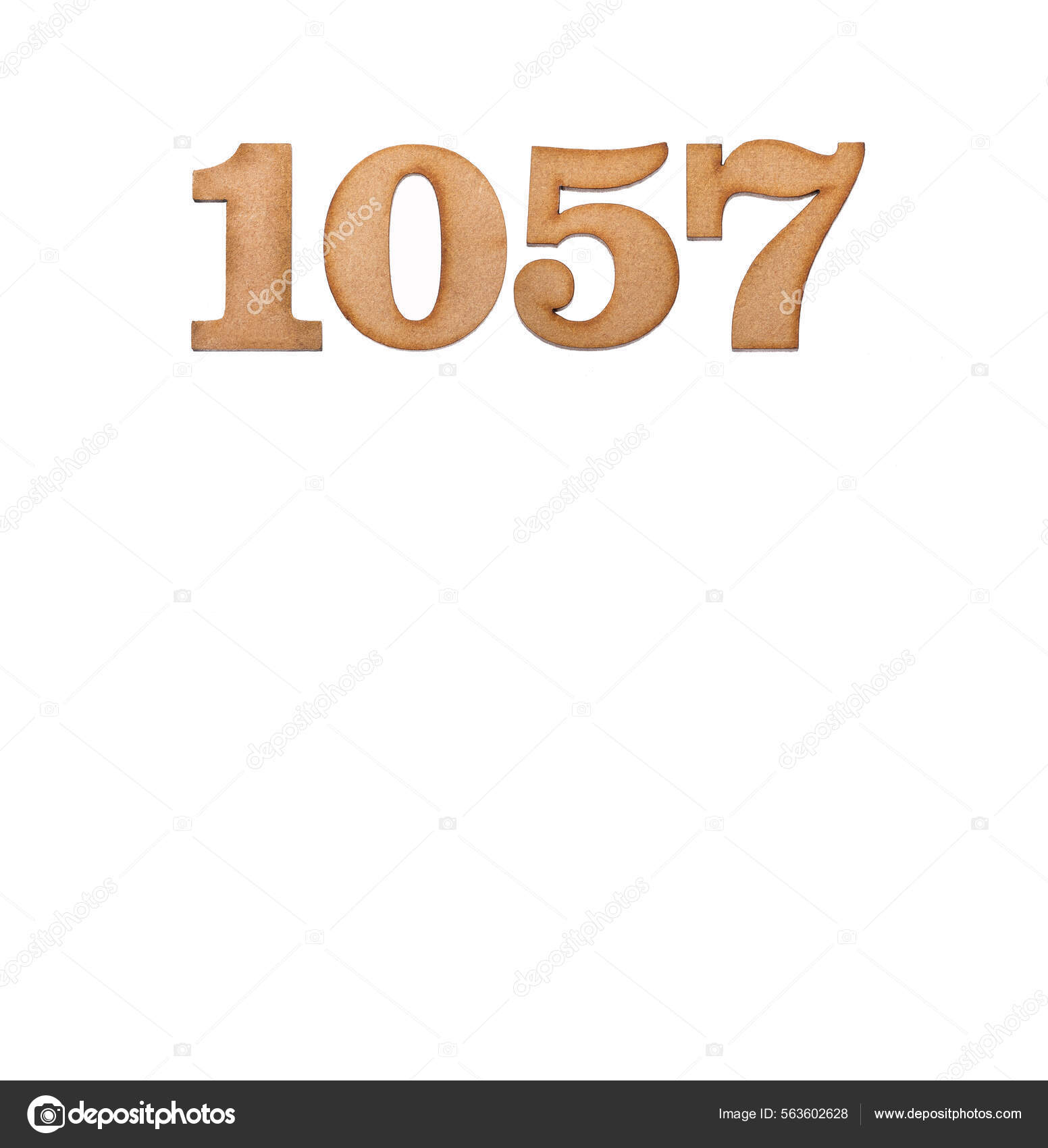 Number 1057 Wood Isolated White Background — Stock Photo ...